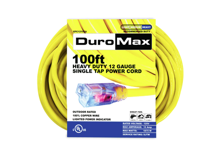 100 Foot 12 Gauge Single Tap Extension Power Cord | East Texas Supply House